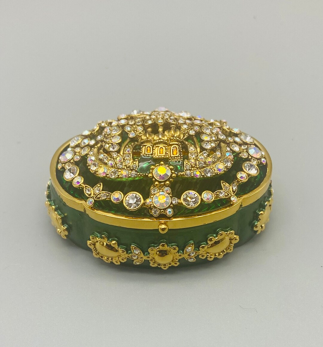 Vintage Joan Rivers Jeweled Trinket Box Brooch and Matching Earring - Etsy