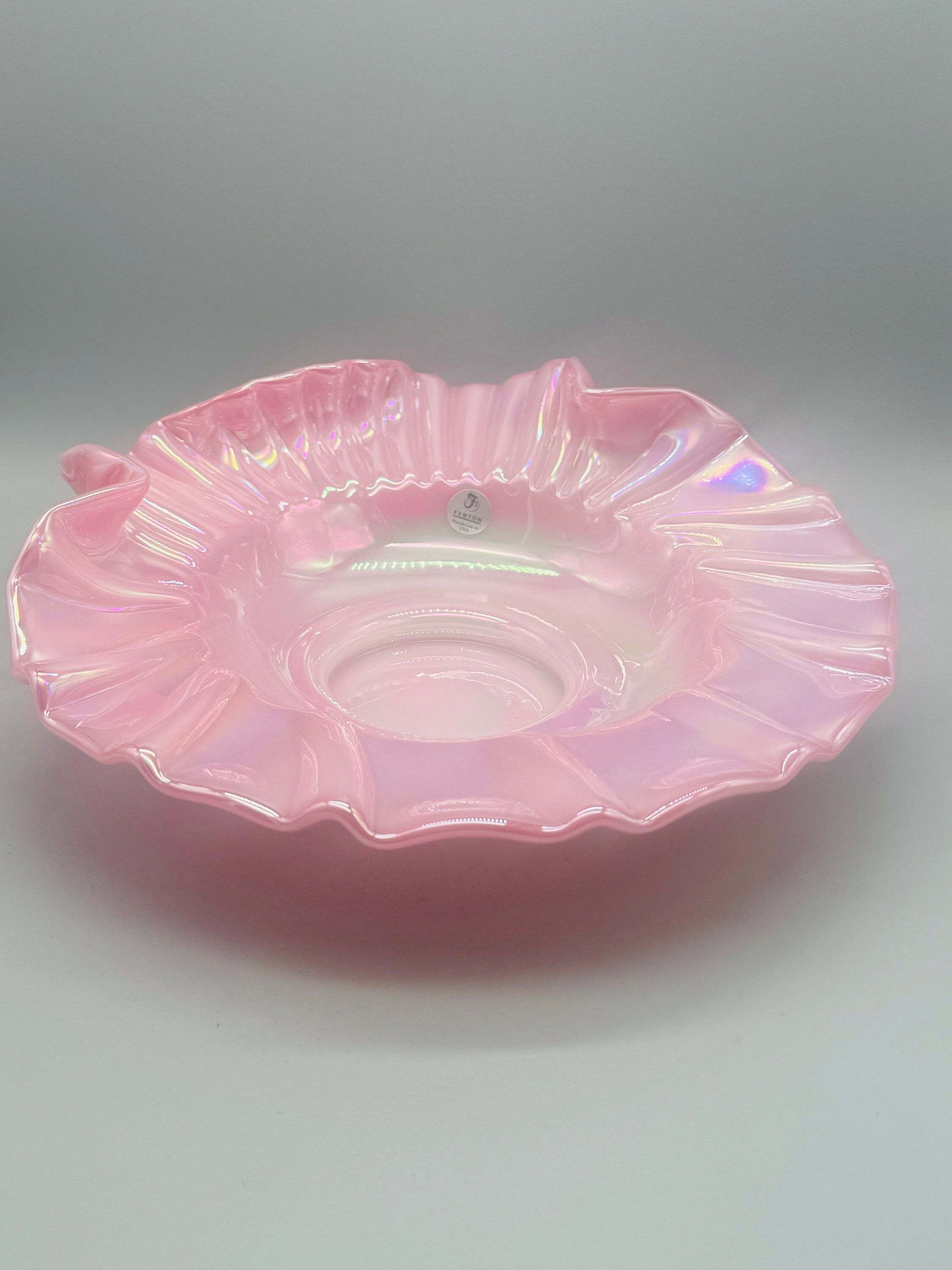Fenton Art Glass Rosalene Shell Form Brides Bowl Iridescent Finish ...