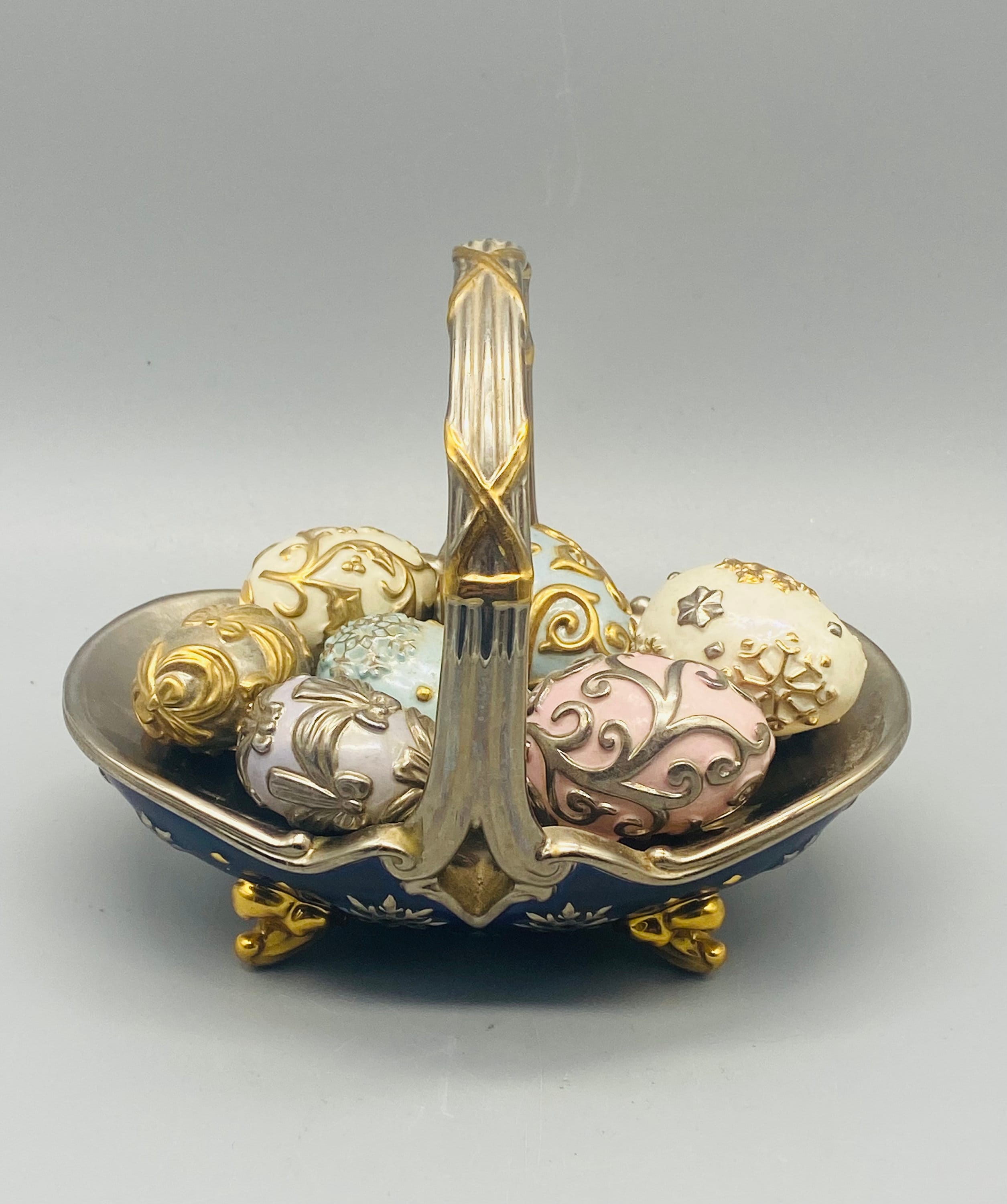 Vintage Franklin Mint Faberge Winter Egg Basket With 7 Eggs - Etsy