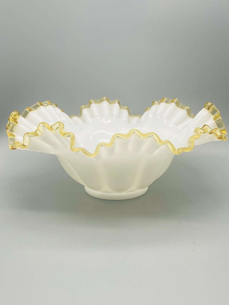 Fenton Gold Crest Bowl Crimped Edge 10 - Etsy