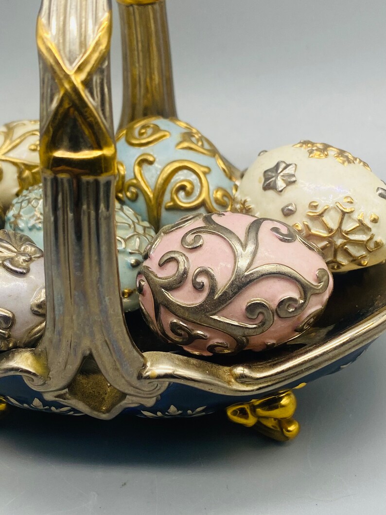 Vintage Franklin Mint Faberge Winter Egg Basket With 7 Eggs - Etsy