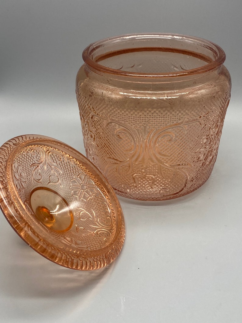 Vintage Tiara Glass Pink Canister 7 - Etsy