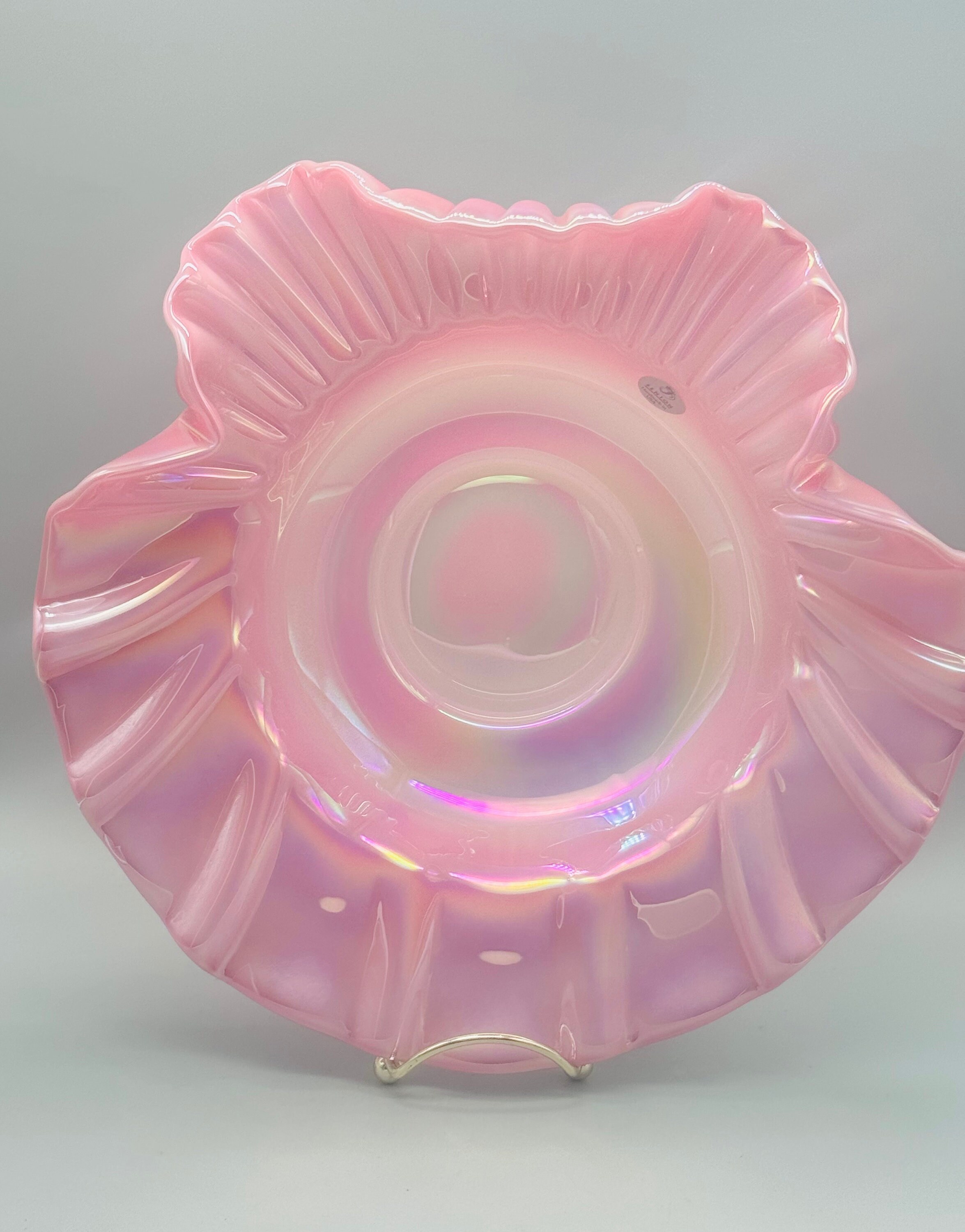 Fenton Art Glass Rosalene Shell Form Brides Bowl Iridescent Finish ...