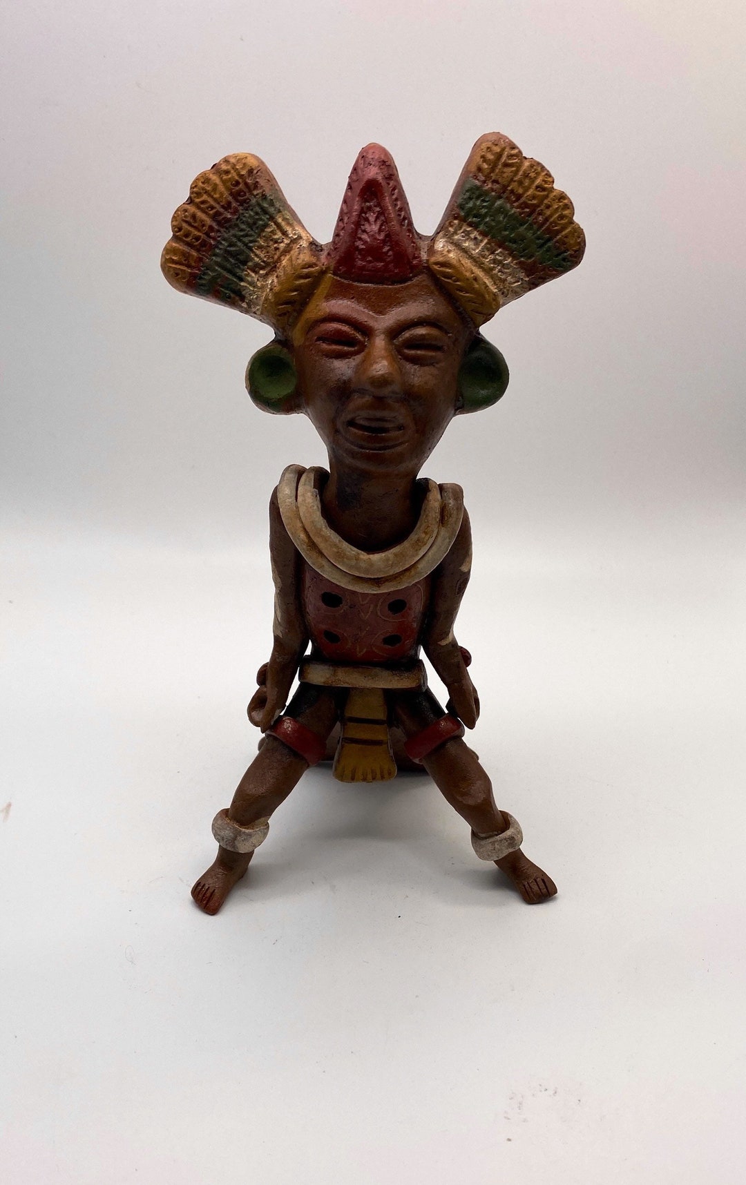 Large Aztec Maya Figurine, Clay Whistle Ocarina, Terra Cotta Clay Flute ...