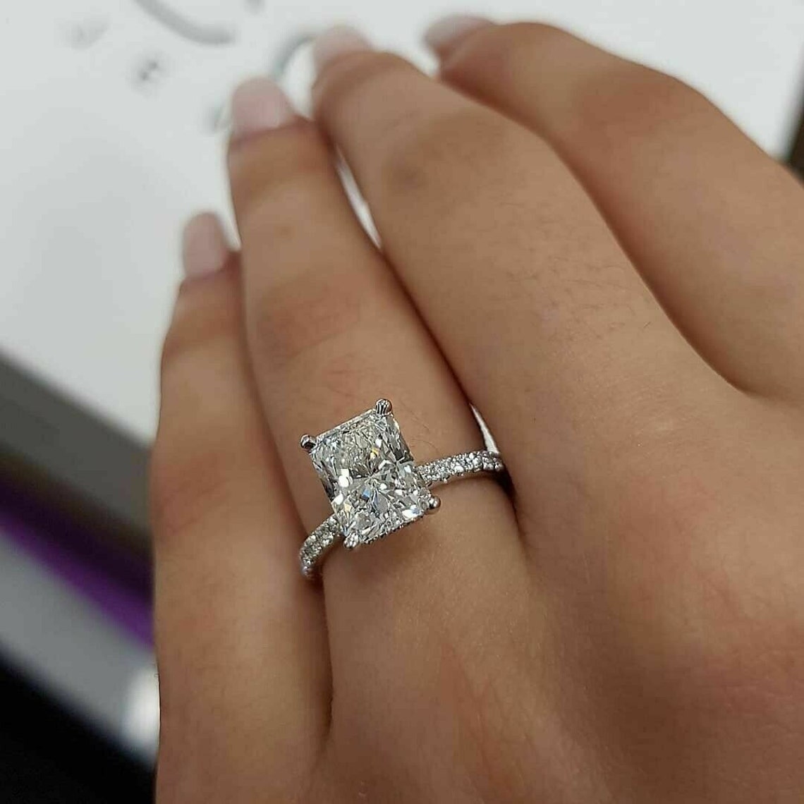 2ct Radiant Cut Diamond Solitaire Engagement Ring Round Cut Etsy