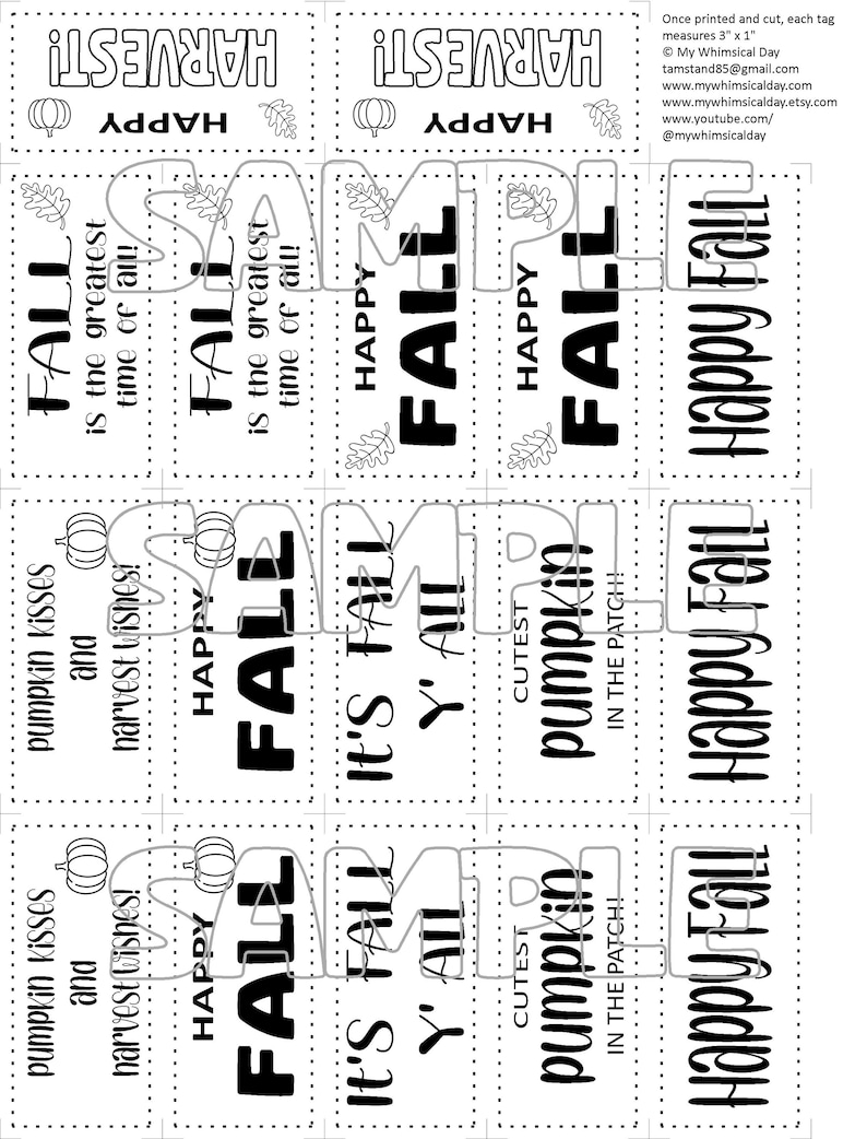 Fall Harvest Prints & Tags: Pumpkin Clipart (digital Download) - Etsy