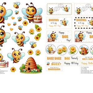Bee Graphics & Card Tutorial: DIY Birthday Cards (digital Download) - Etsy
