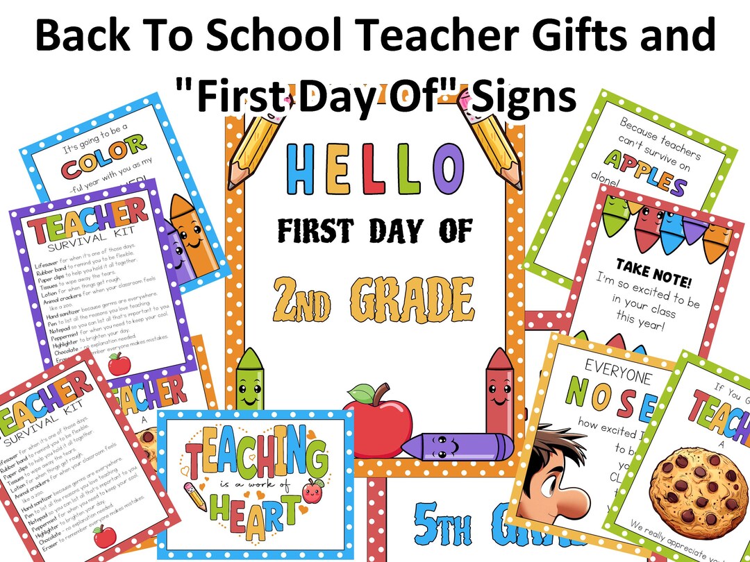 Teacher Gift Tags, Back to School Signs, Grades K-6 (digital Download ...
