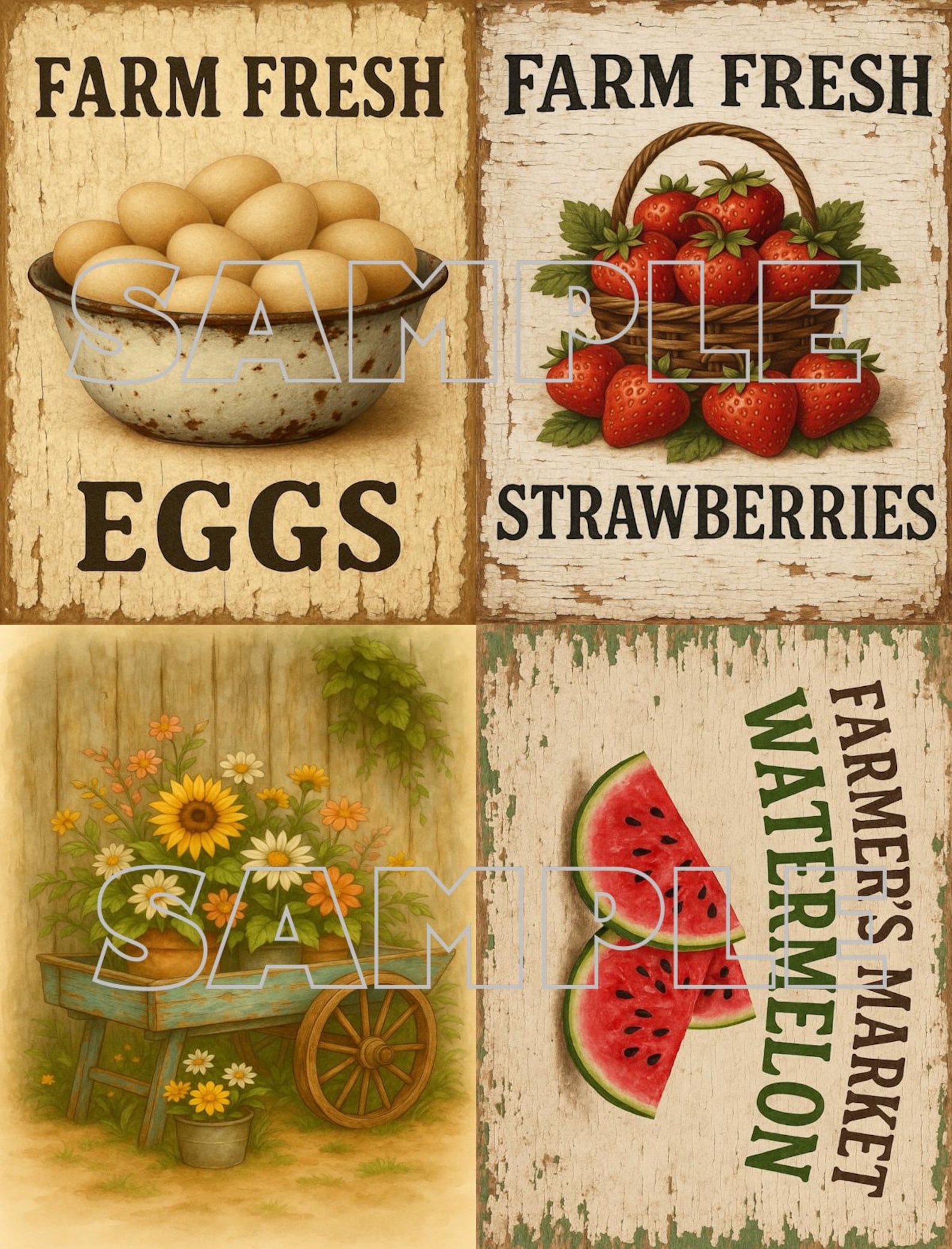Harvest Prints, Fall Prints, Sunflower Prints, 24 Vintage Prints, PDF ...