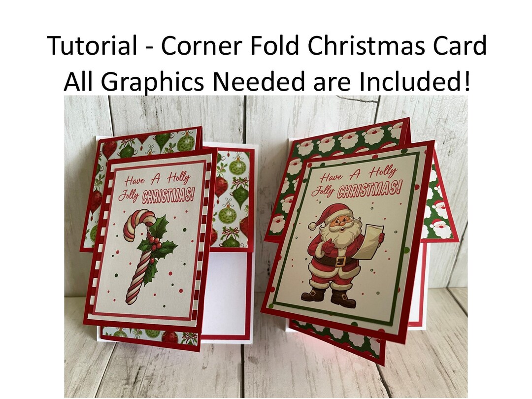 Corner Fold Christmas Card Tutorial With Graphics (digital Download) - Etsy