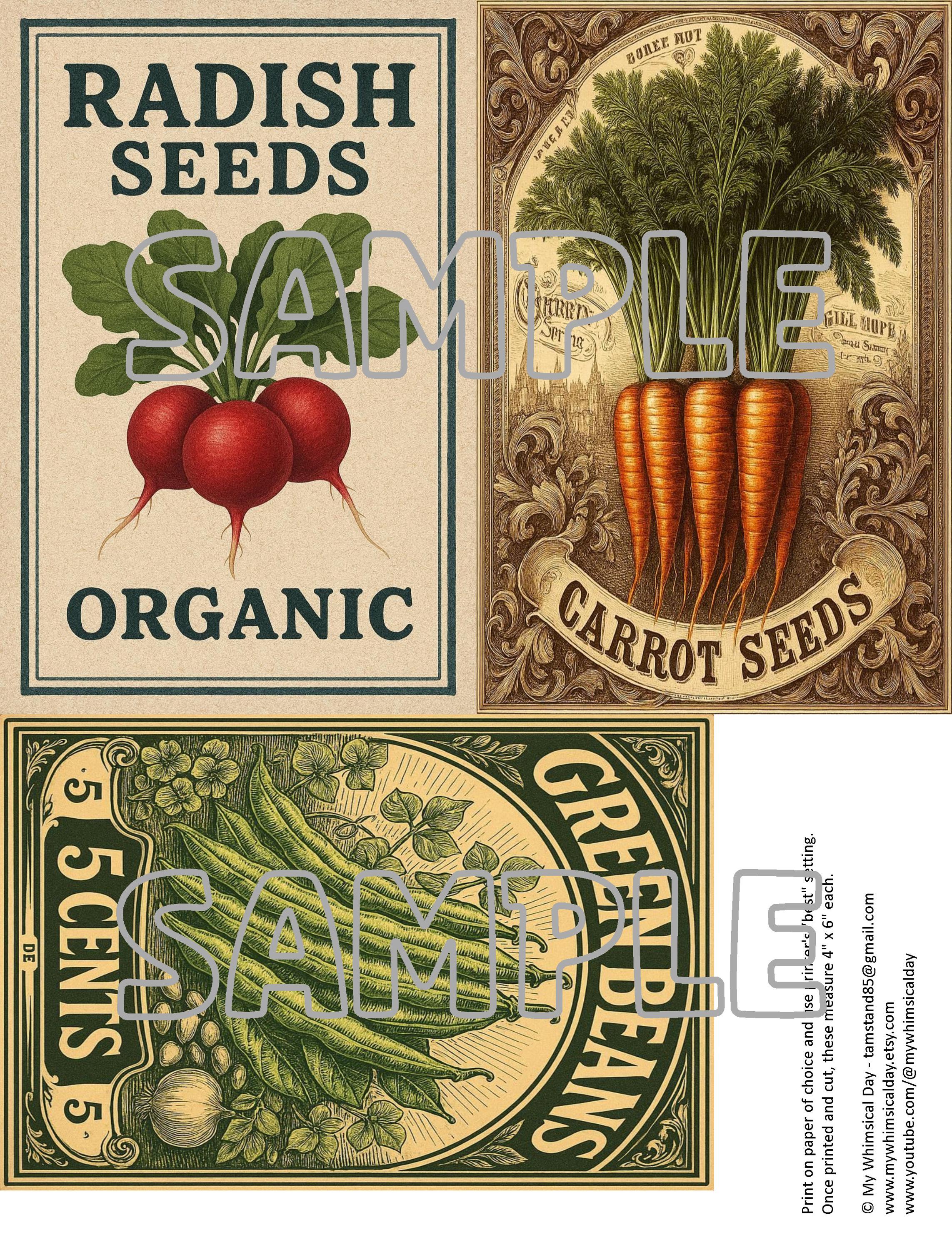 Vintage Vegetable Seed Packet Images, Farm Country Tags (digital PDF ...