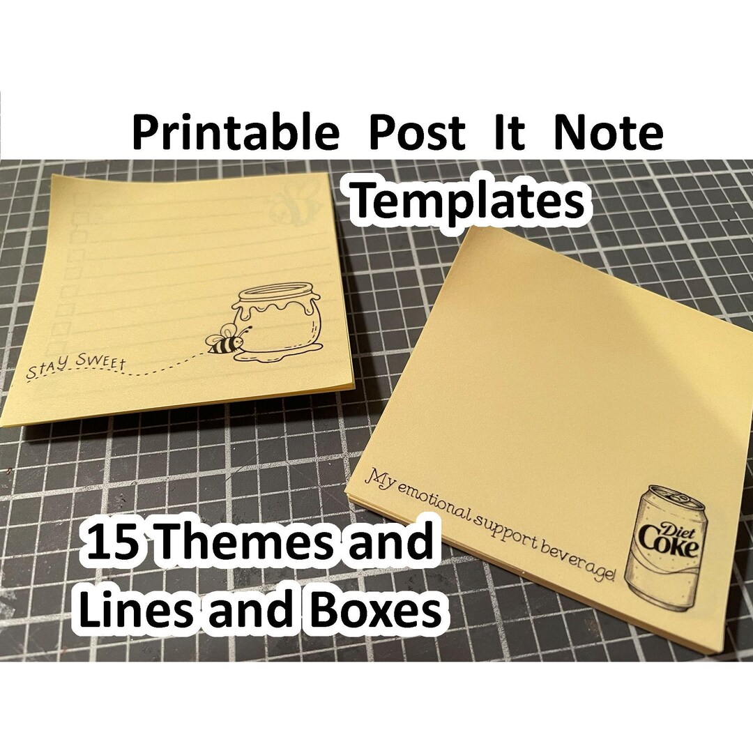 Post It Note Templates, Sticky Notepad Images, 15 Themes to Choose From ...
