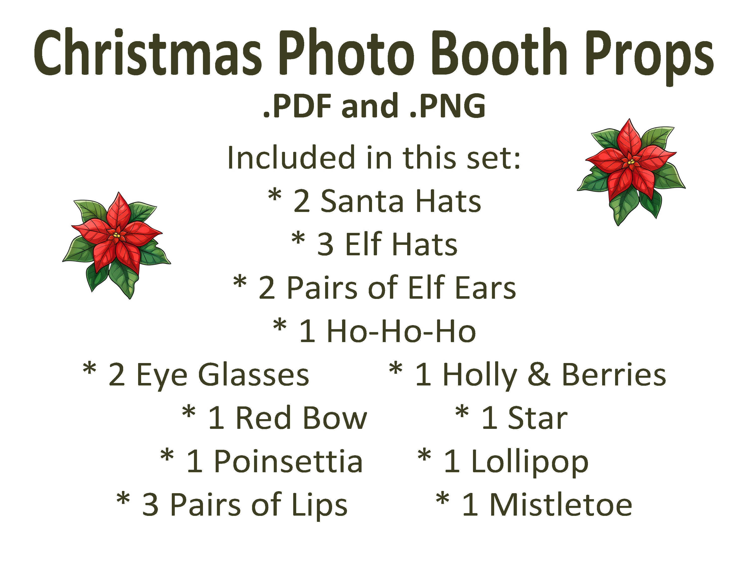 Christmas Photo Booth Props: Holiday Party Clipart (digital Download ...