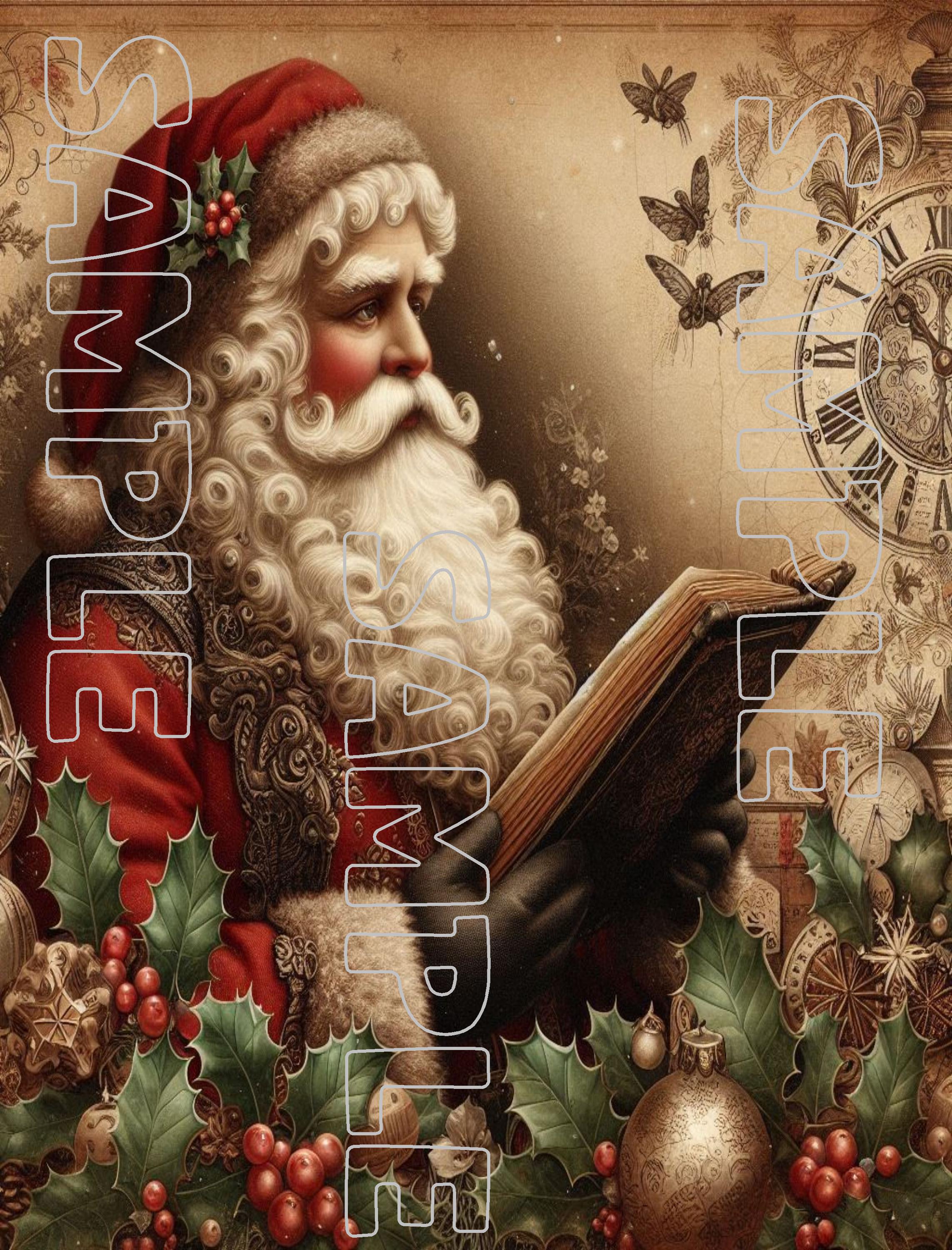 Victorian Santa Prints: Large Christmas Clipart (digital Download 8x10 ...