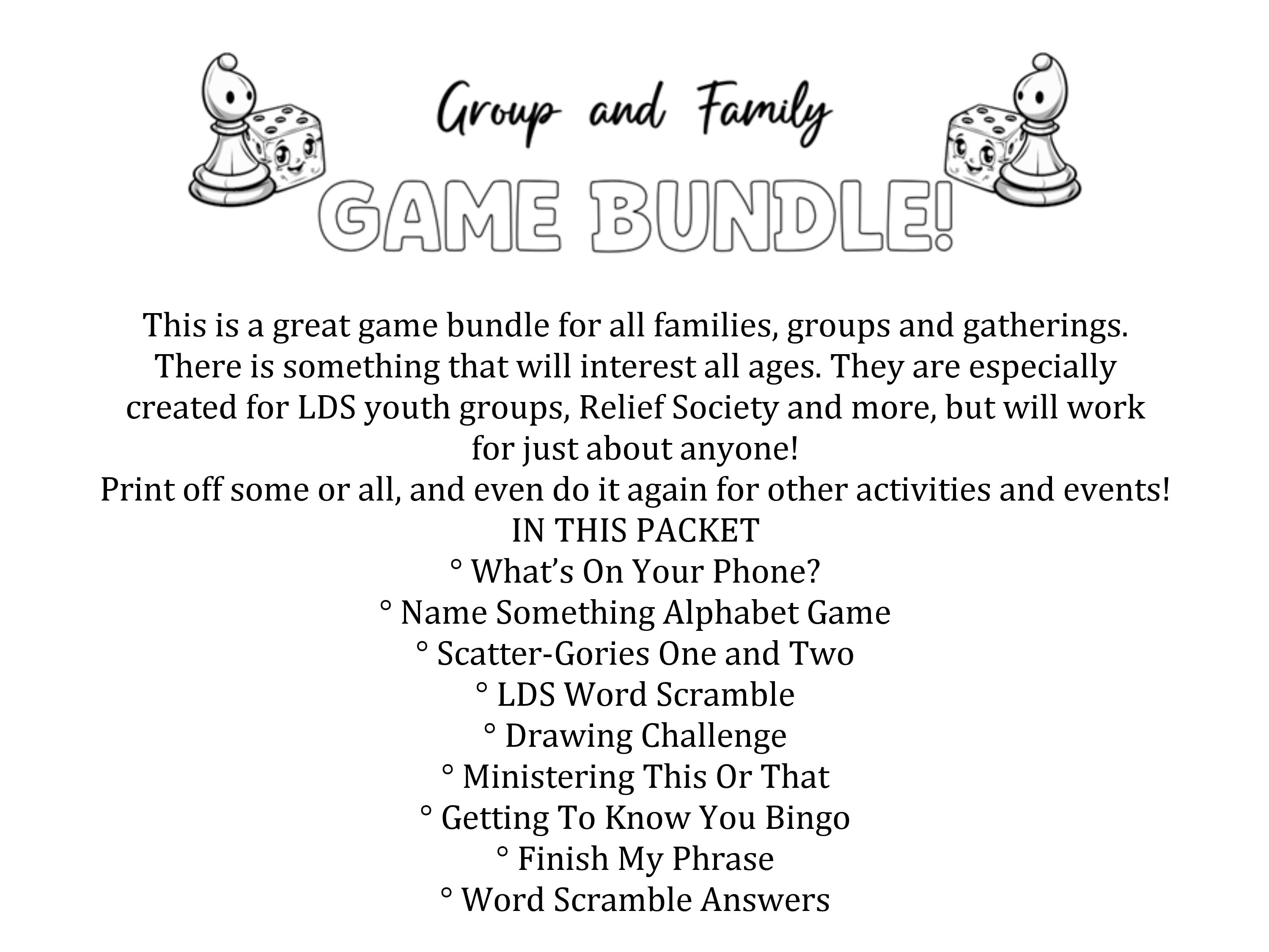 LDS Group and Family Game Bundle | LDS Games | FHE | Youth Activities ...