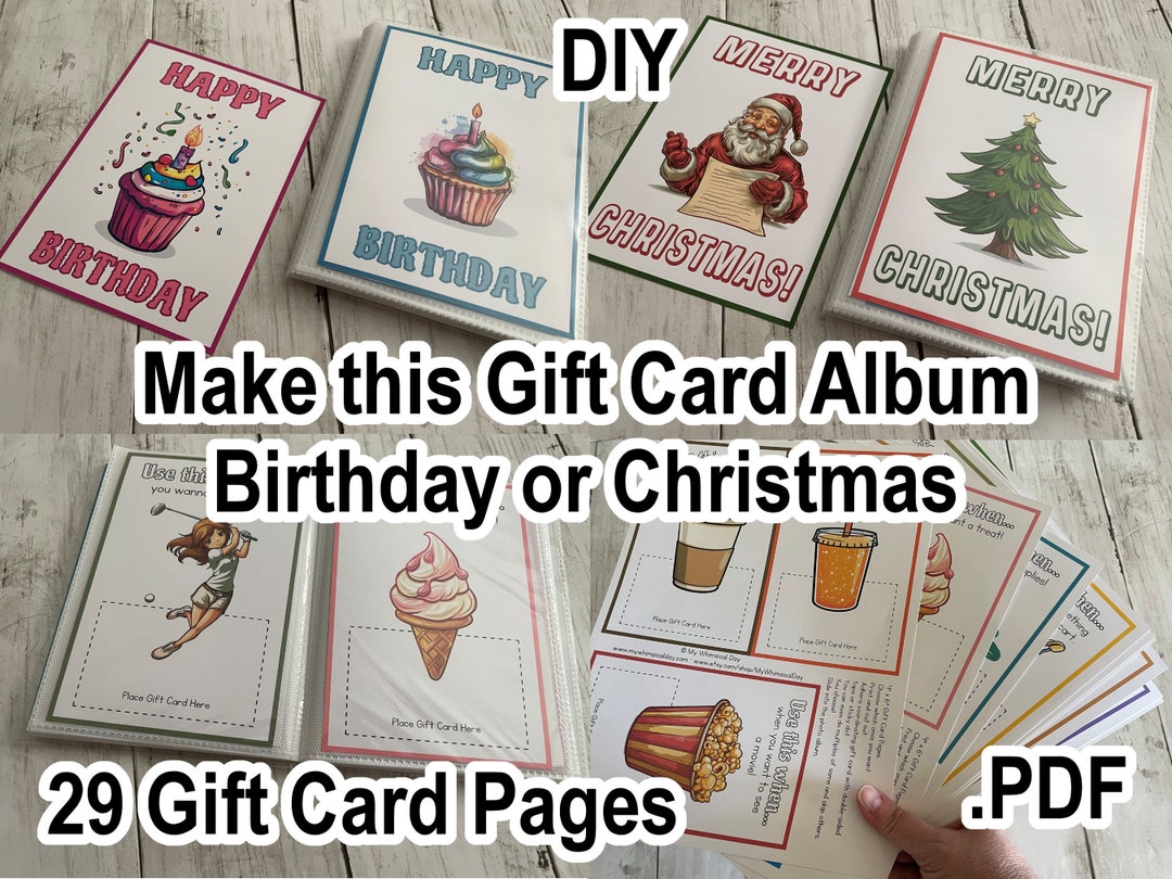 DIY Gift Card Album Printable: Birthday & Christmas (PDF) - Etsy