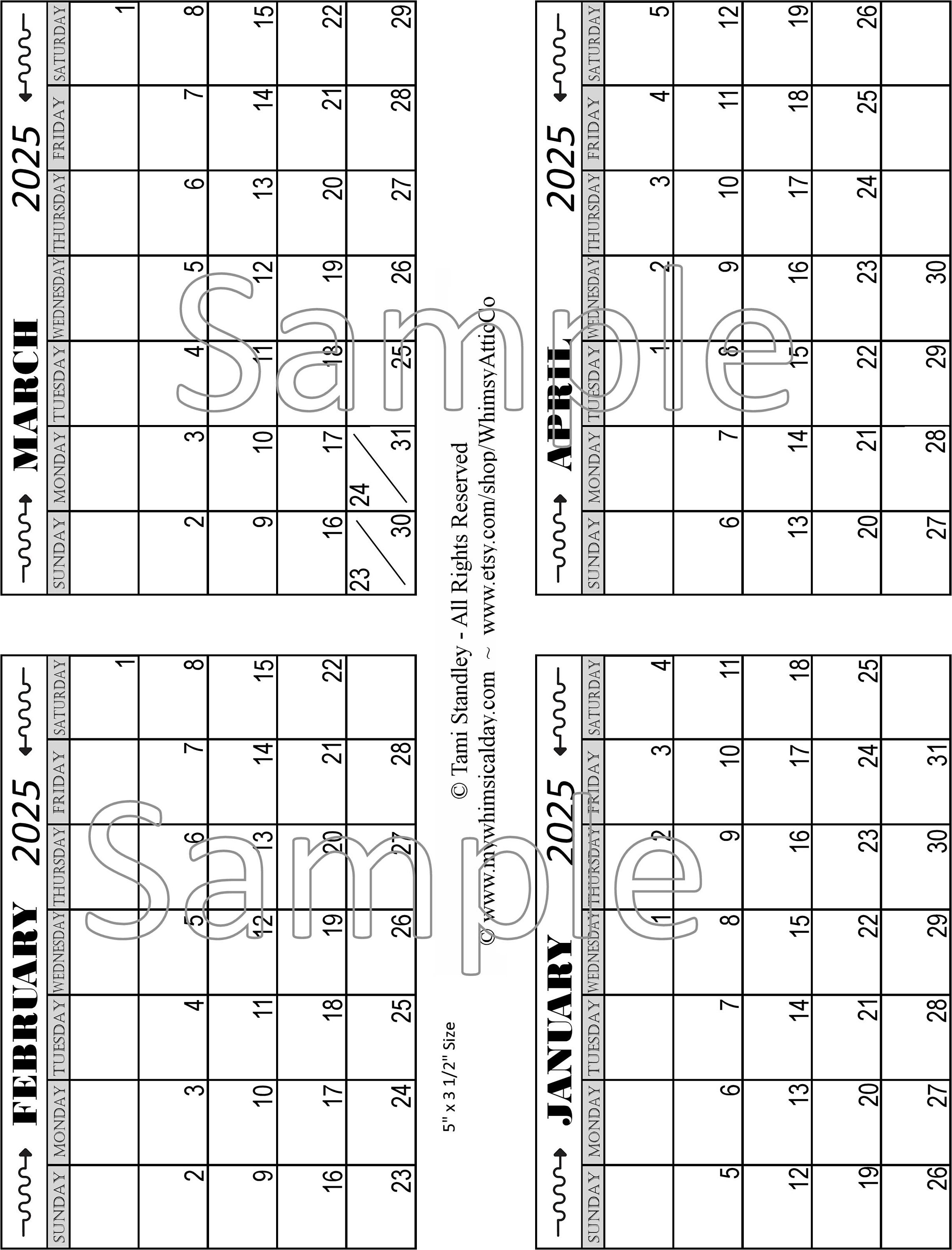 Calendar Printable Bundle 13 Styles, Sizes, Blank Calendar, 2024 ...