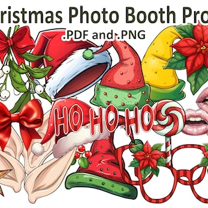 Christmas Photo Booth Props: Holiday Party Clipart (digital Download ...