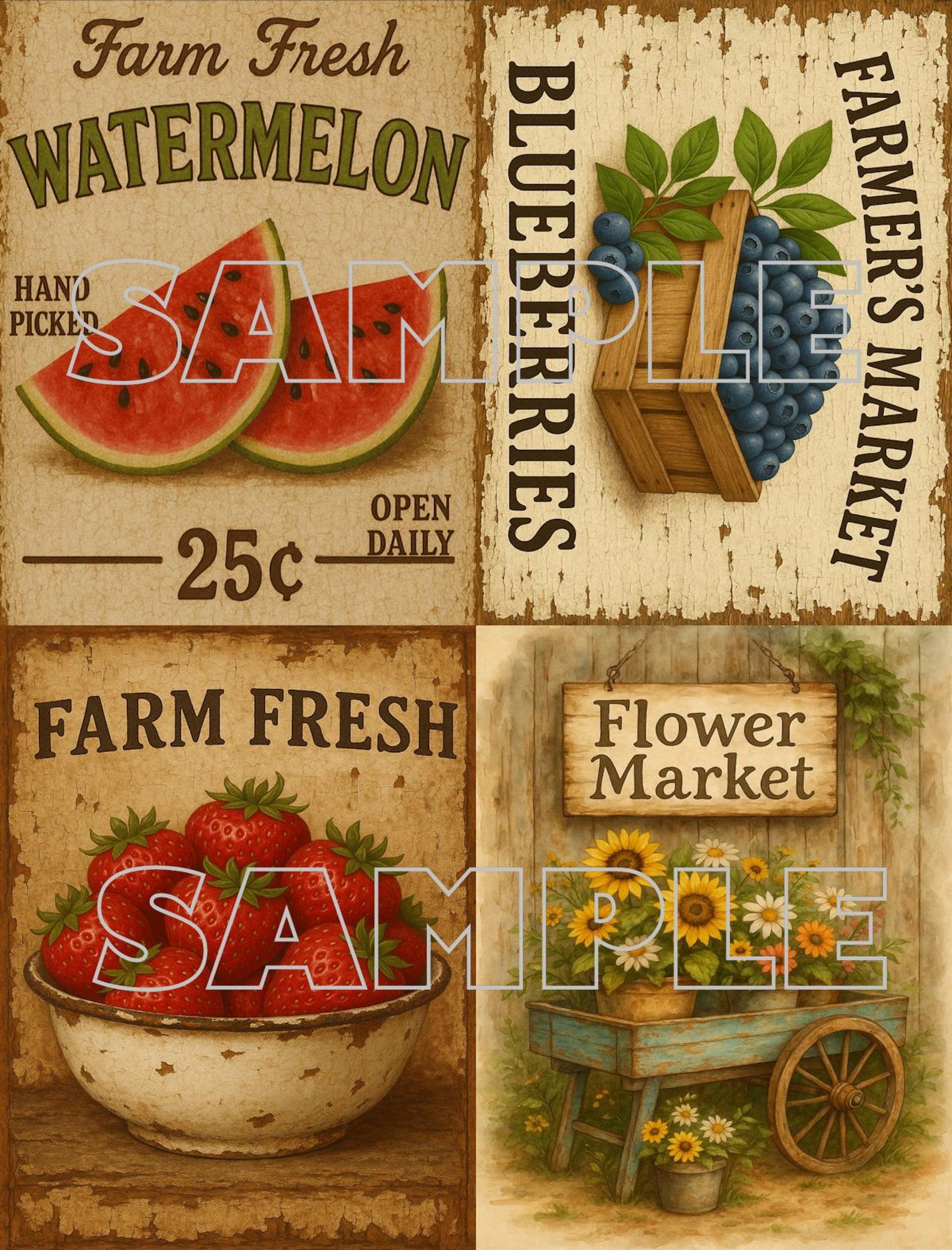 Harvest Prints, Fall Prints, Sunflower Prints, 24 Vintage Prints, PDF ...