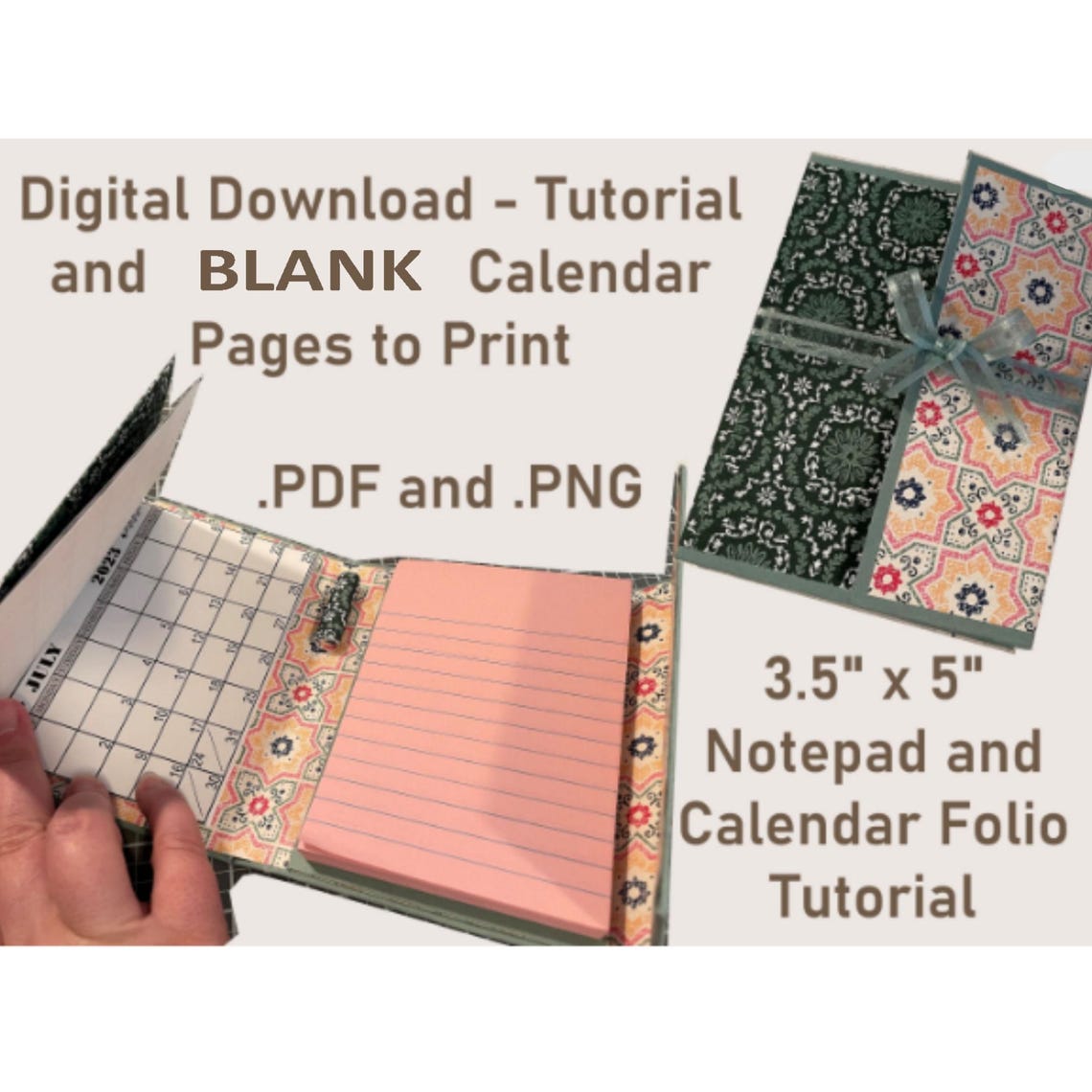 Calendar and 3 X 5 Notepad Folio Tutorial: Blank Printable Calendars ...