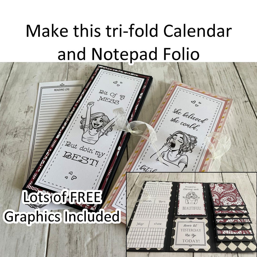 Tri-fold Notepad Calendar Folio Tutorial: DIY Paper Craft (digital ...