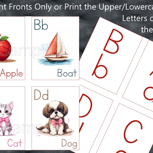 Alphabet Matching Flash Cards - Etsy