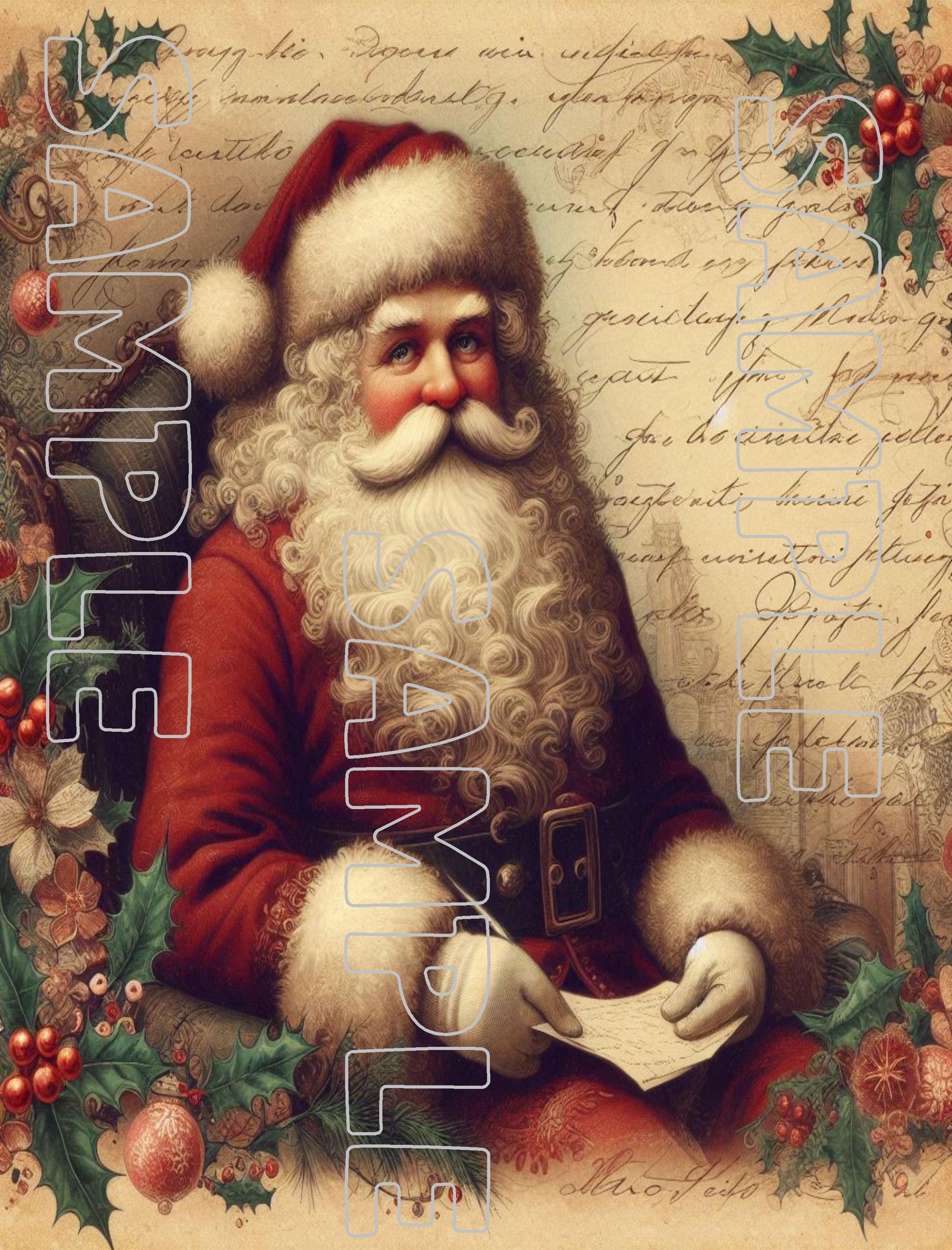 Victorian Santa Prints: Large Christmas Clipart (digital Download 8x10 ...