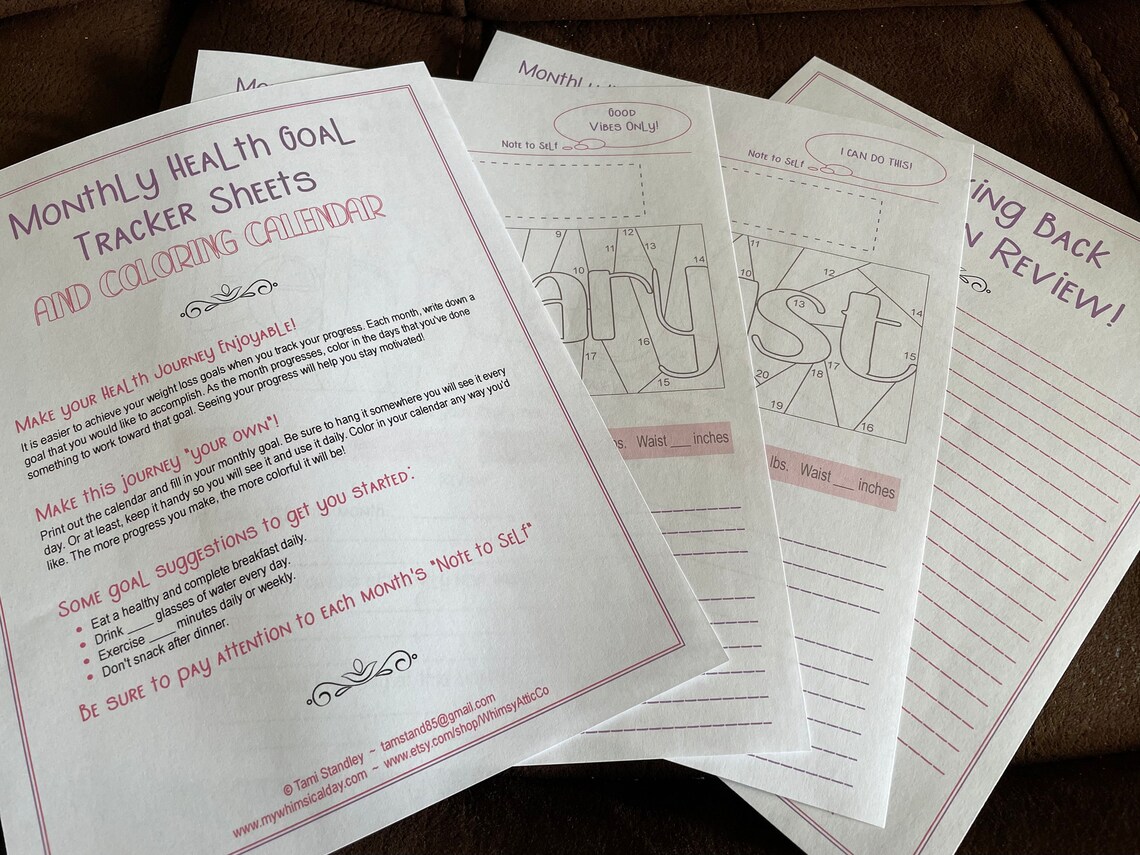Printable Monthly Health Tracker, Weight Loss Tracker, Monthly Tracker ...