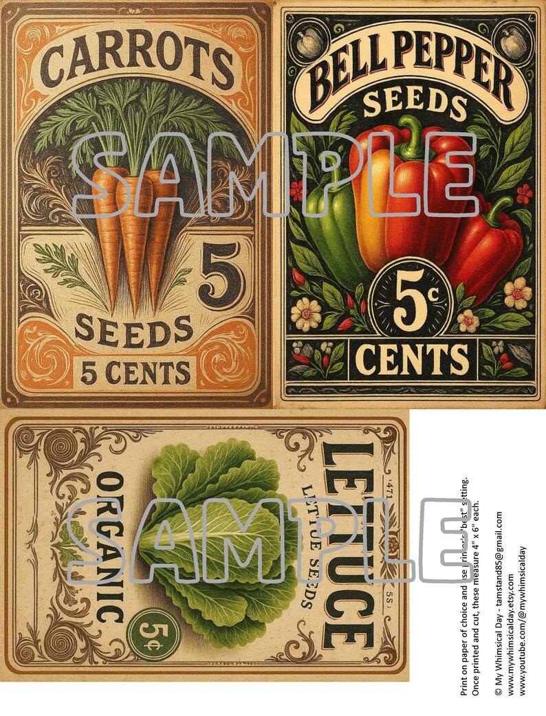 Vintage Vegetable Seed Packet Images, Farm Country Tags (digital PDF ...
