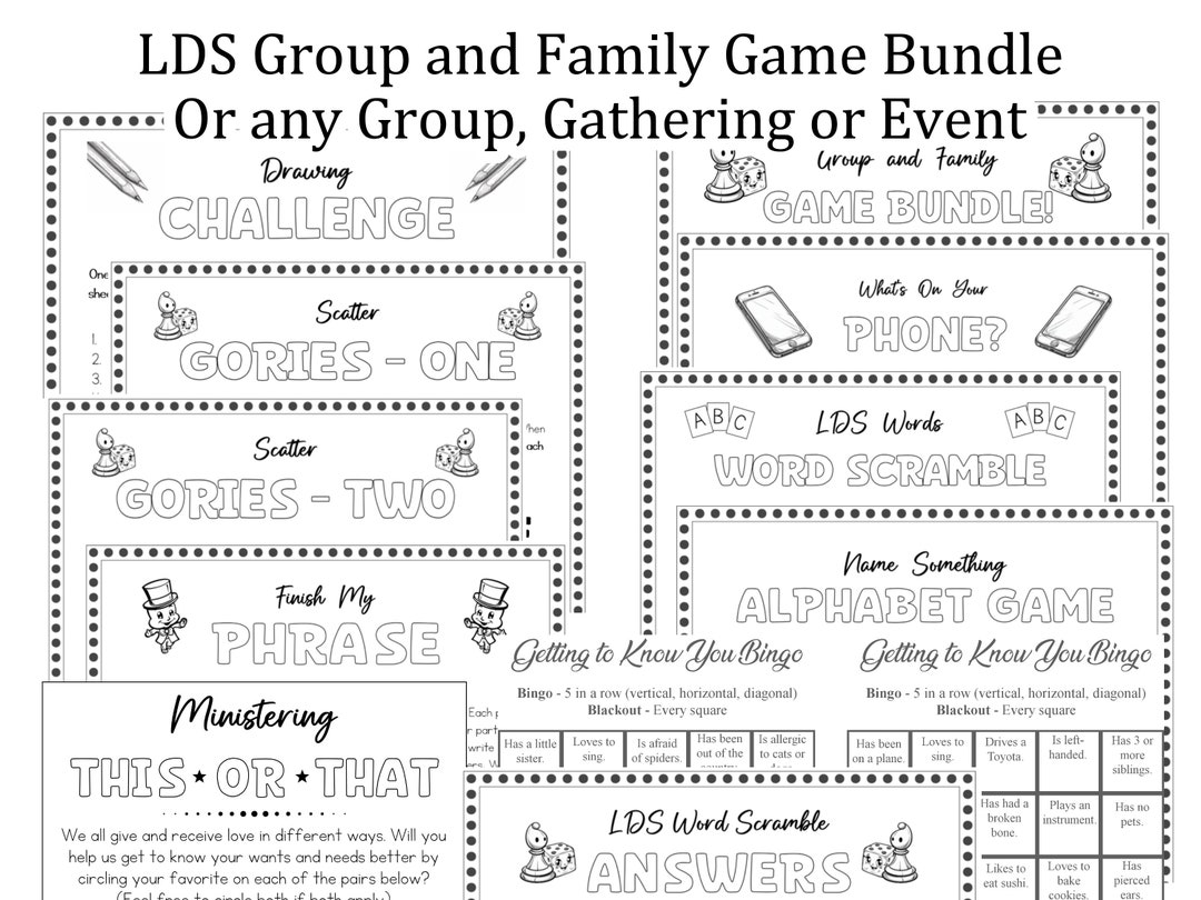 LDS Group and Family Game Bundle | LDS Games | FHE | Youth Activities ...