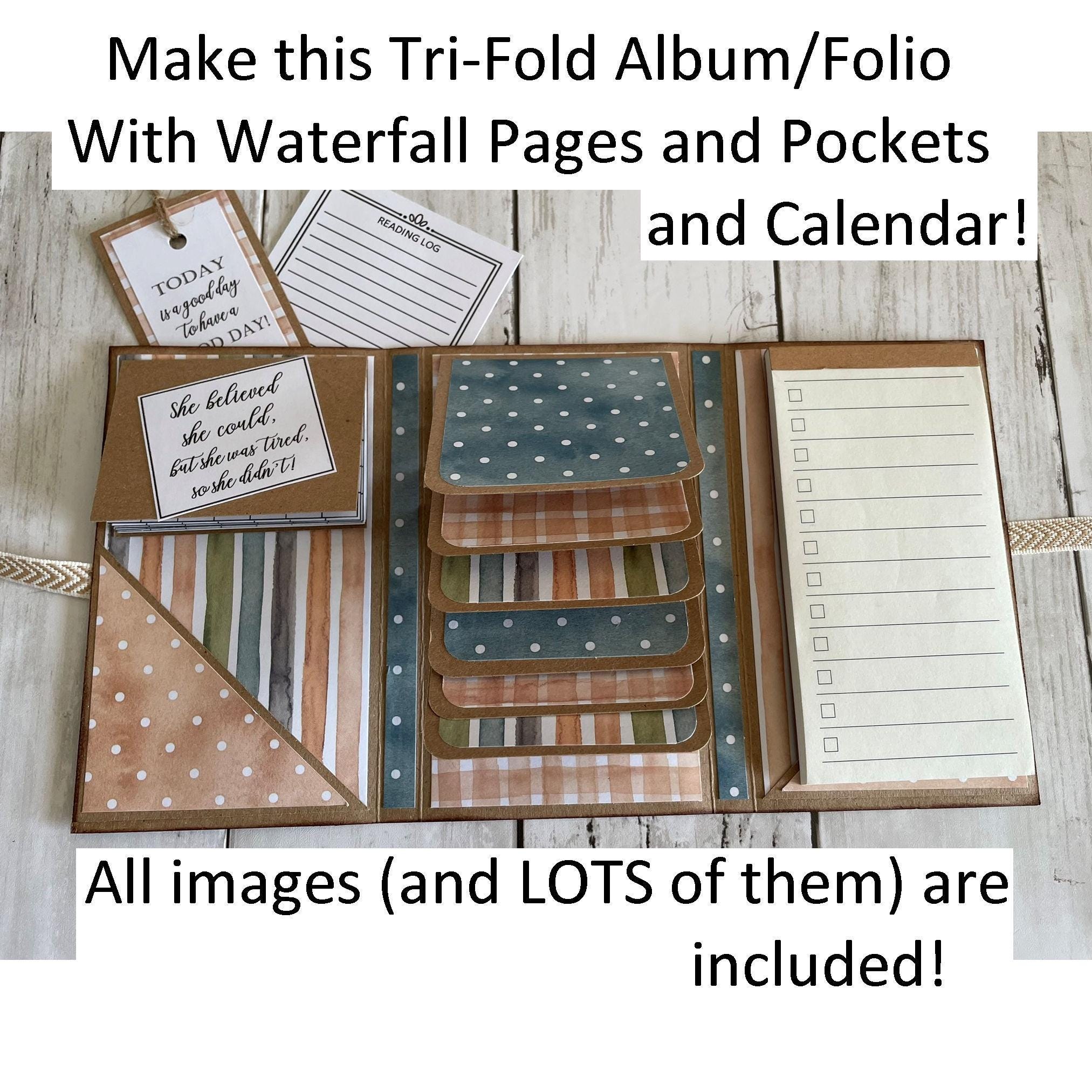 Tutorial - Tri-fold Mini Album, Mini Folio, Photo Album With Waterfall Pages, Junk Journal, DIY ...