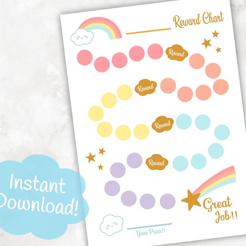 Printable Rainbow Cloud Reward Chart Instant Download Reward - Etsy