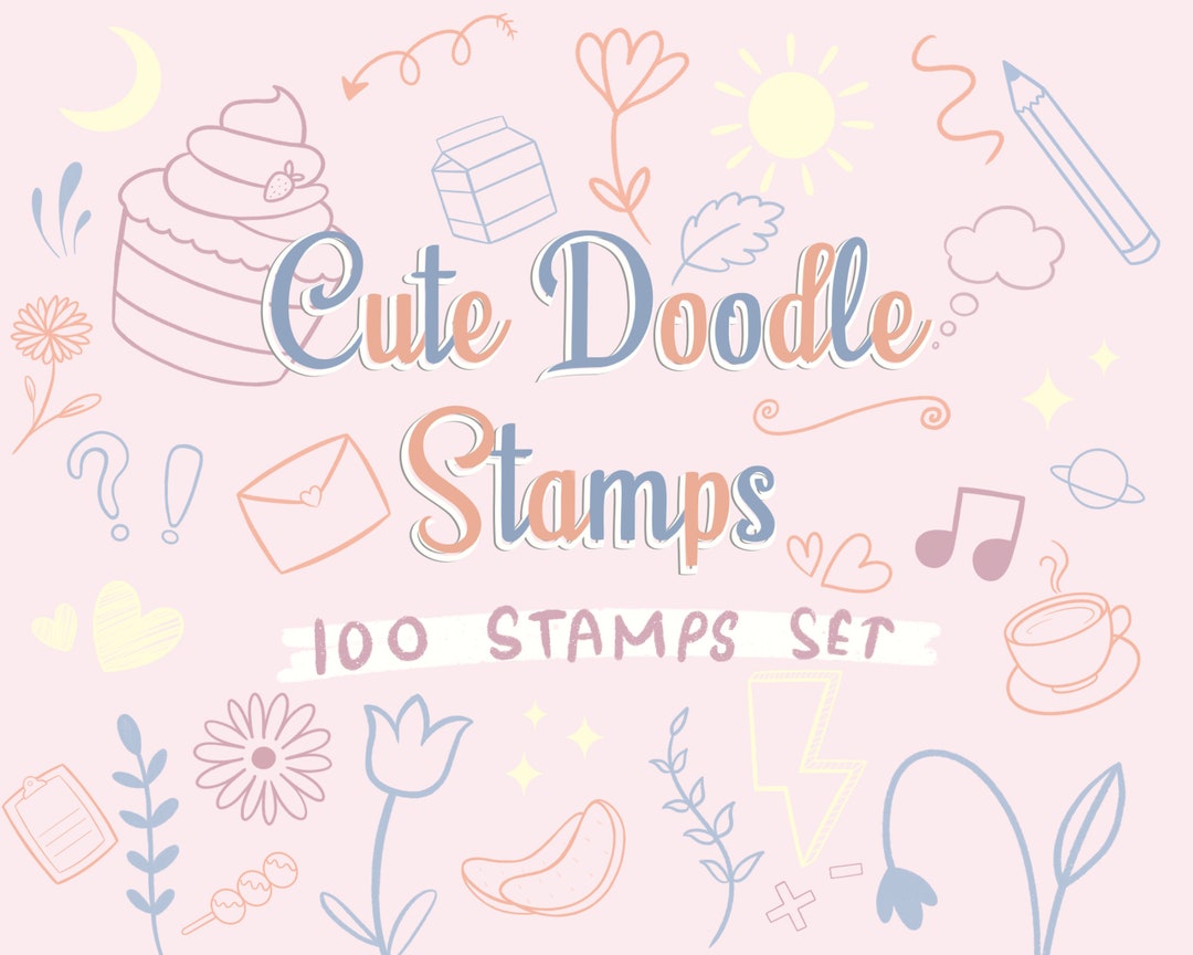 Cute Hand Drawn Procreate Doodle Stamps, Procreate Brushset Bundle, 100 ...