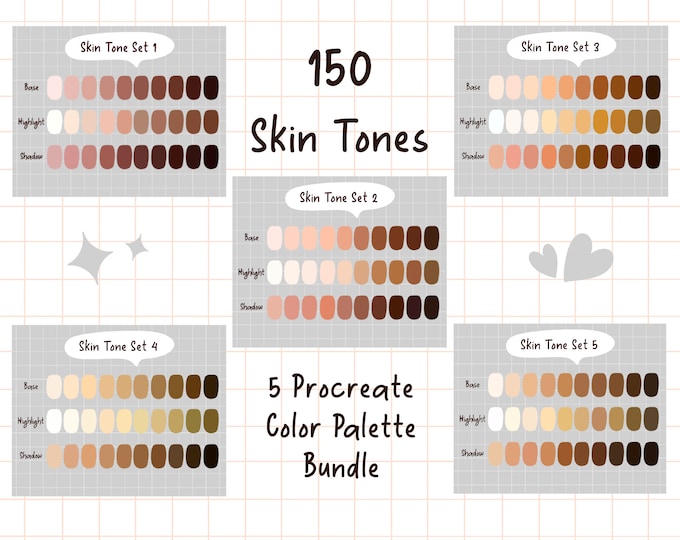 Basic Skin Tones Procreate Color Palette Bundle iPad Procreate Tools ...
