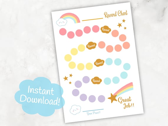 Printable Rainbow Cloud Reward Chart Instant Download Reward | Etsy
