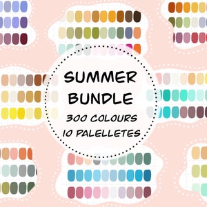 300 Colors Procreate Summer Color Palette Bundle | 10 Palettes ...