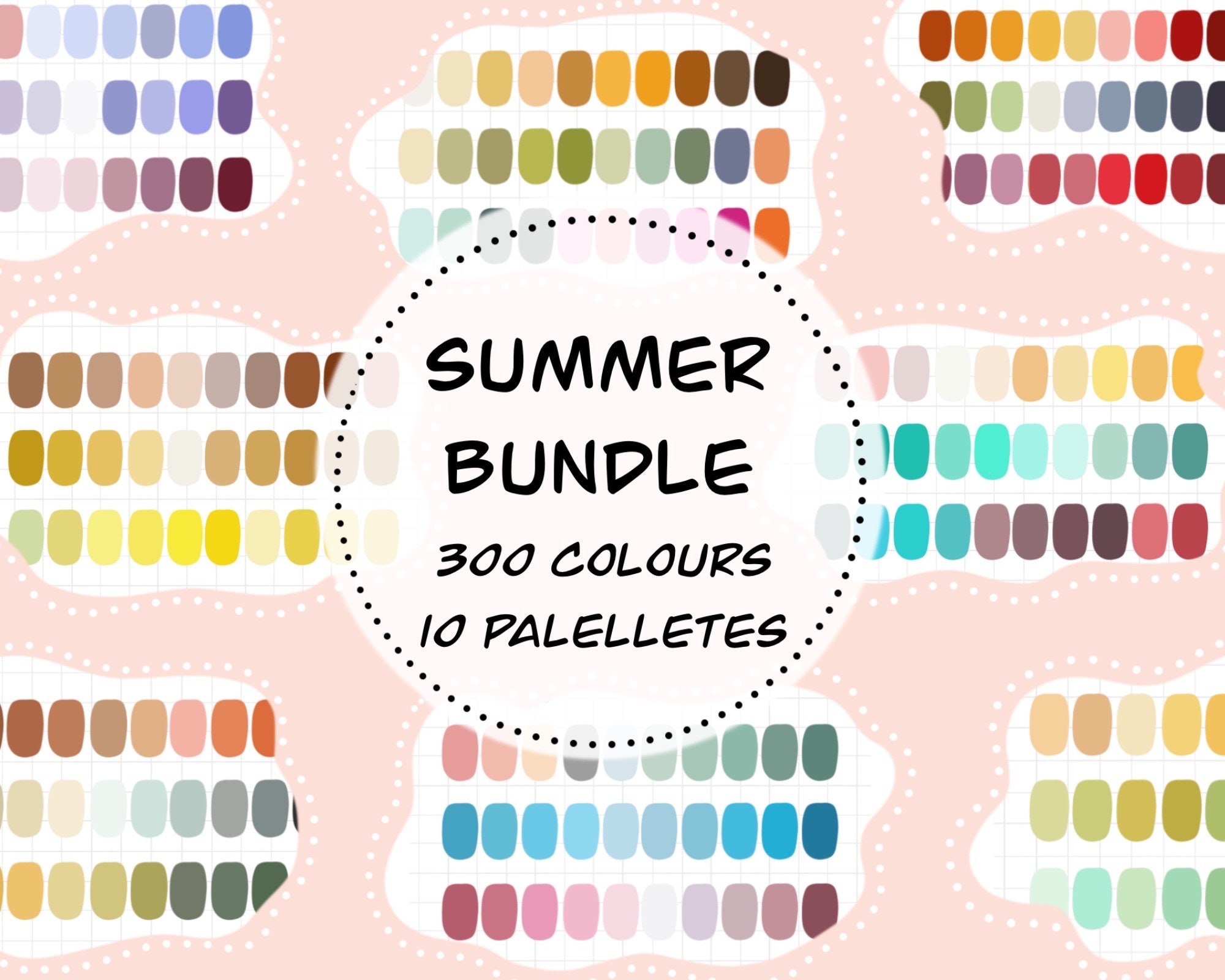300 Colors Procreate Summer Color Palette Bundle | 10 Palettes ...