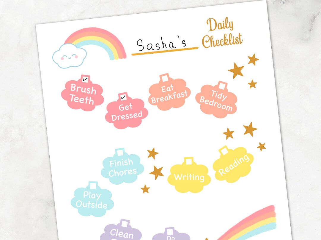 Rainbow Daily Routine Chore Chart, Printable Routine Chart for Kids ...