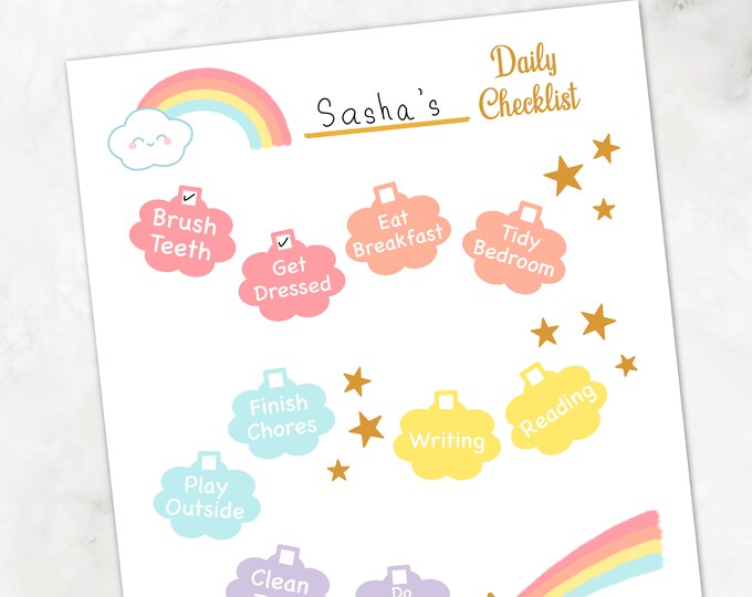 Rainbow Daily Schedule Chart for Kids, Editable Printable | Daily ...