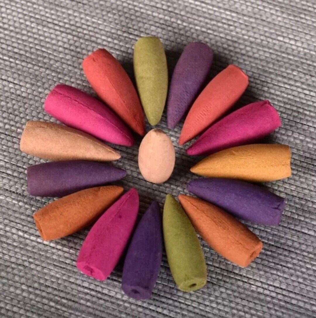 40pcs Big Backflow Incense Burner Cones Flower Flavor Smoke Bullet Cone ...