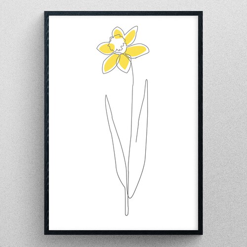 One Line Daffodil Daffodil Print Flower Line Art Minimalist - Etsy
