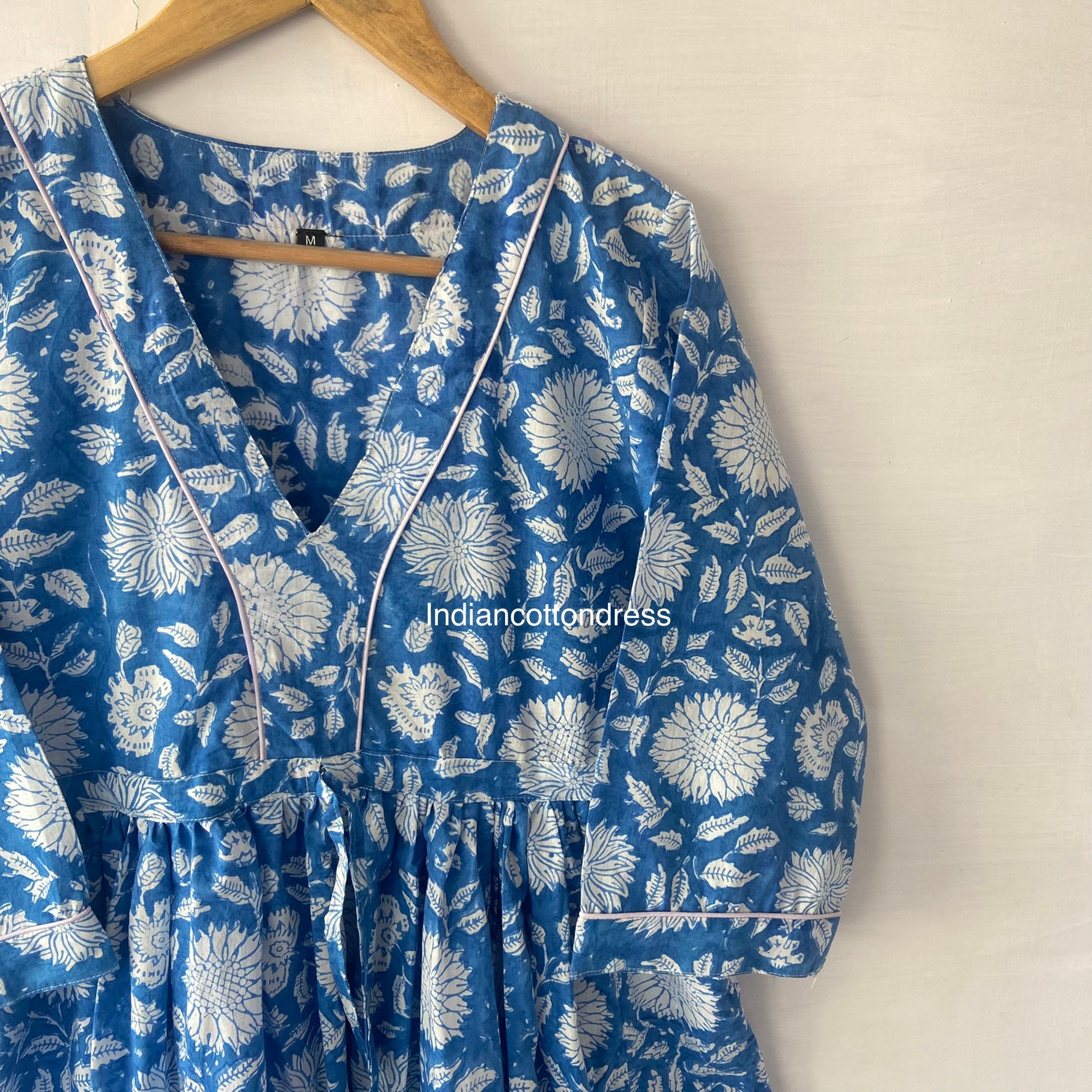 Block Printed Dress,handblock Dresses,skaters Dress,blue Color Dress ...