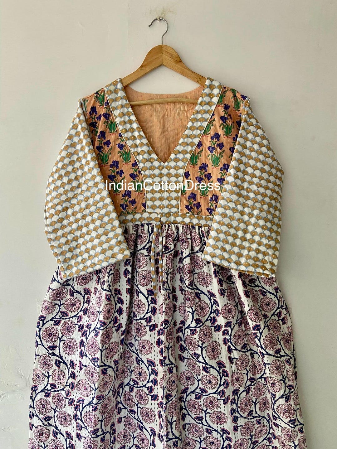Winter wear Kantha Dress, Deep V neckline Dress, Boho and hiipi Dress ...