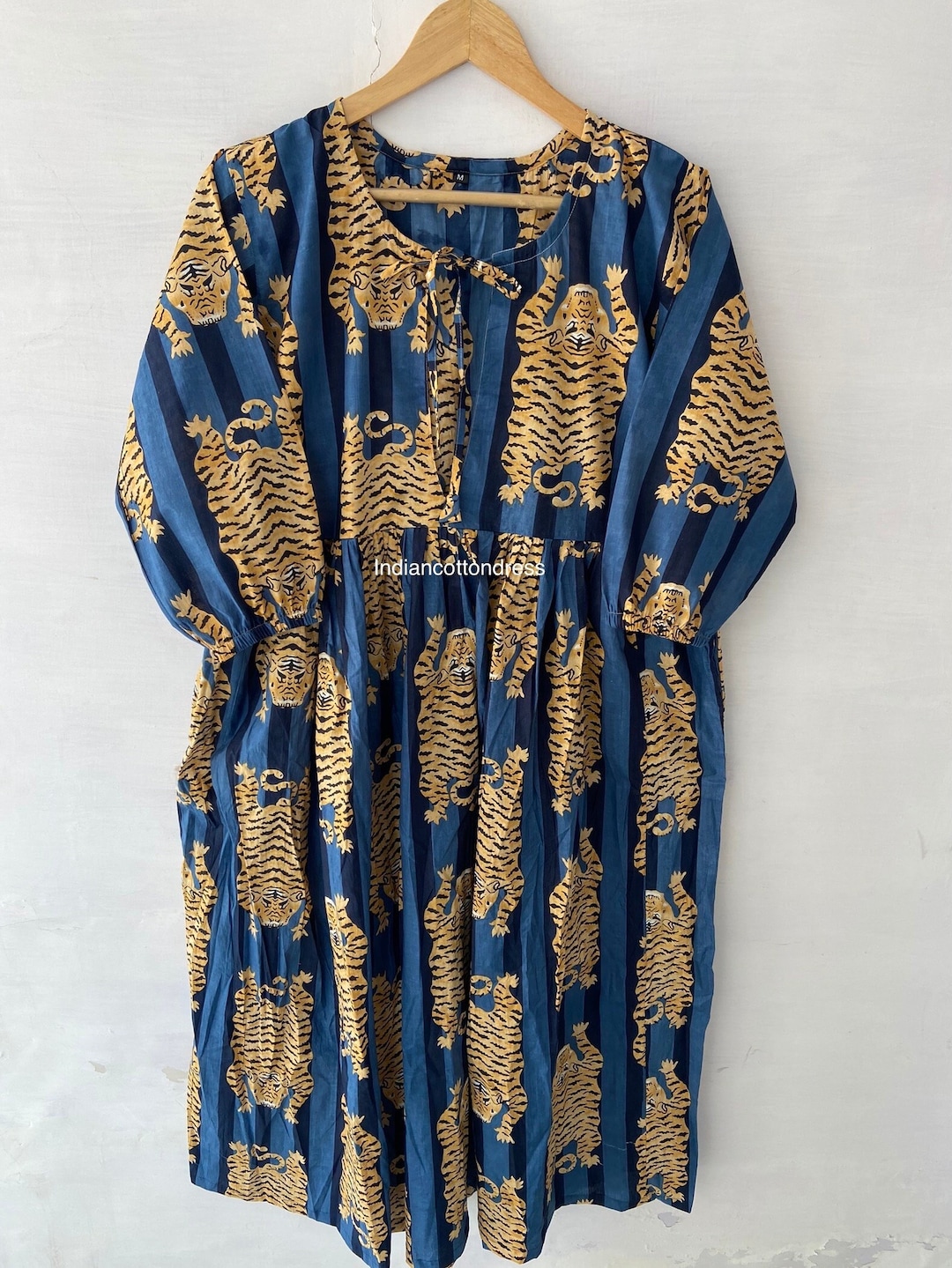Tiger Prind Dress Women Dress Hand Print Dress,cotton Dress,block Print ...