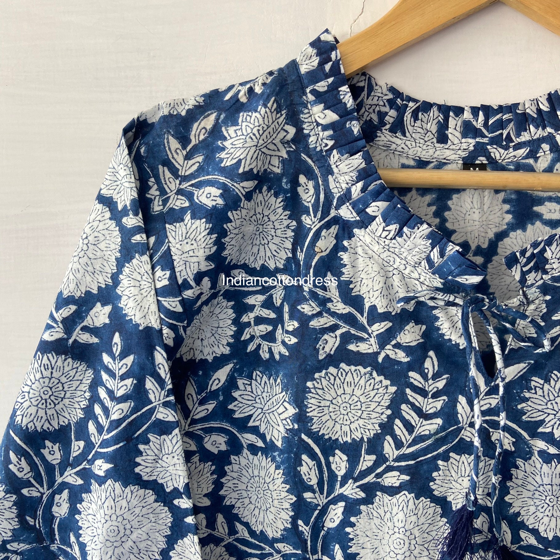 Blue Kitty Dress Handblock Dress Block Print Dress Handmade - Etsy