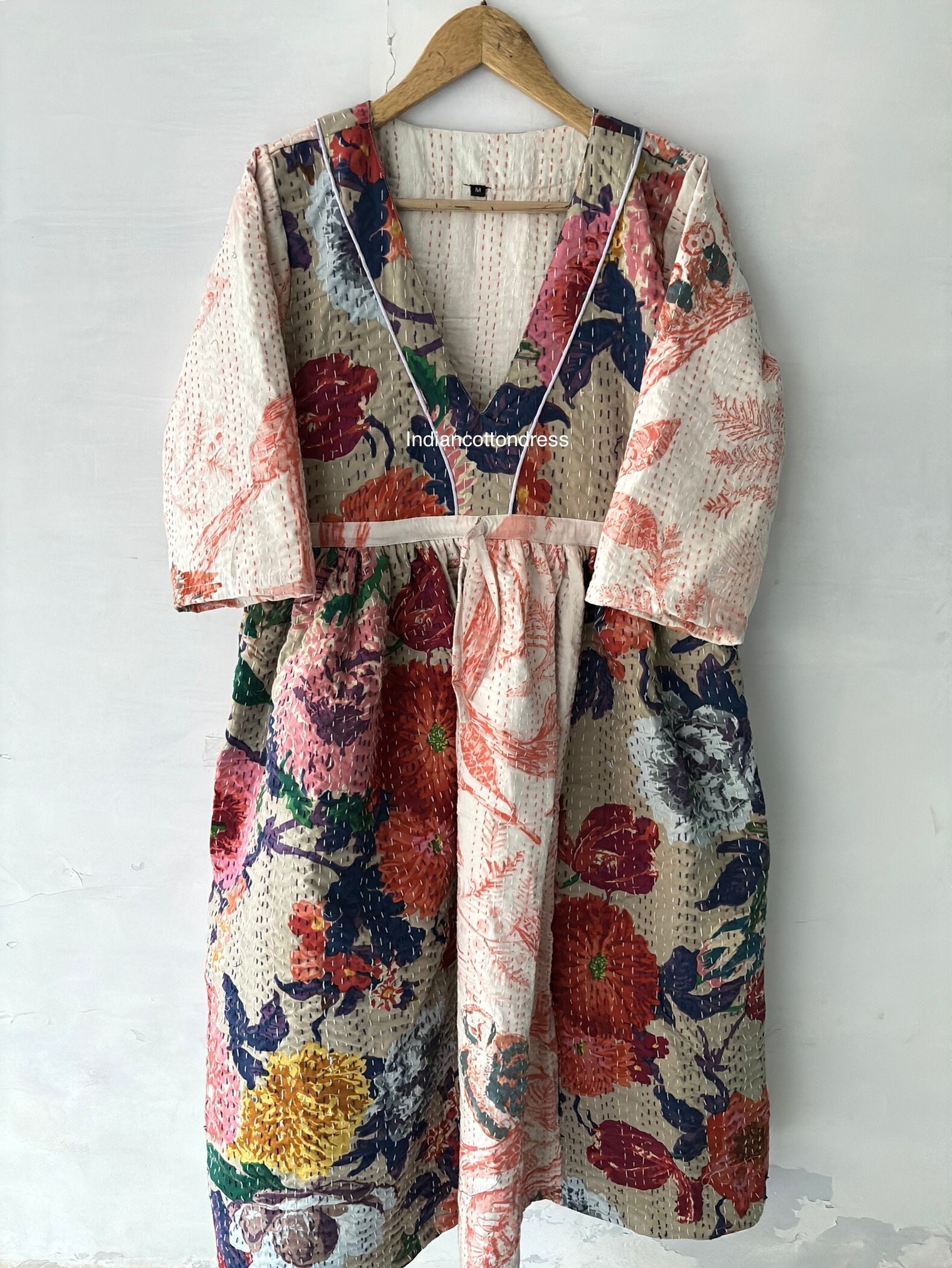 New Kantha Work Cotton Dress, Winter Cotton Dress, Handmade Cotton ...