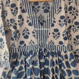 Indigo Printed Dress Women Dress Hand Print Dress,cotton Dress,block ...