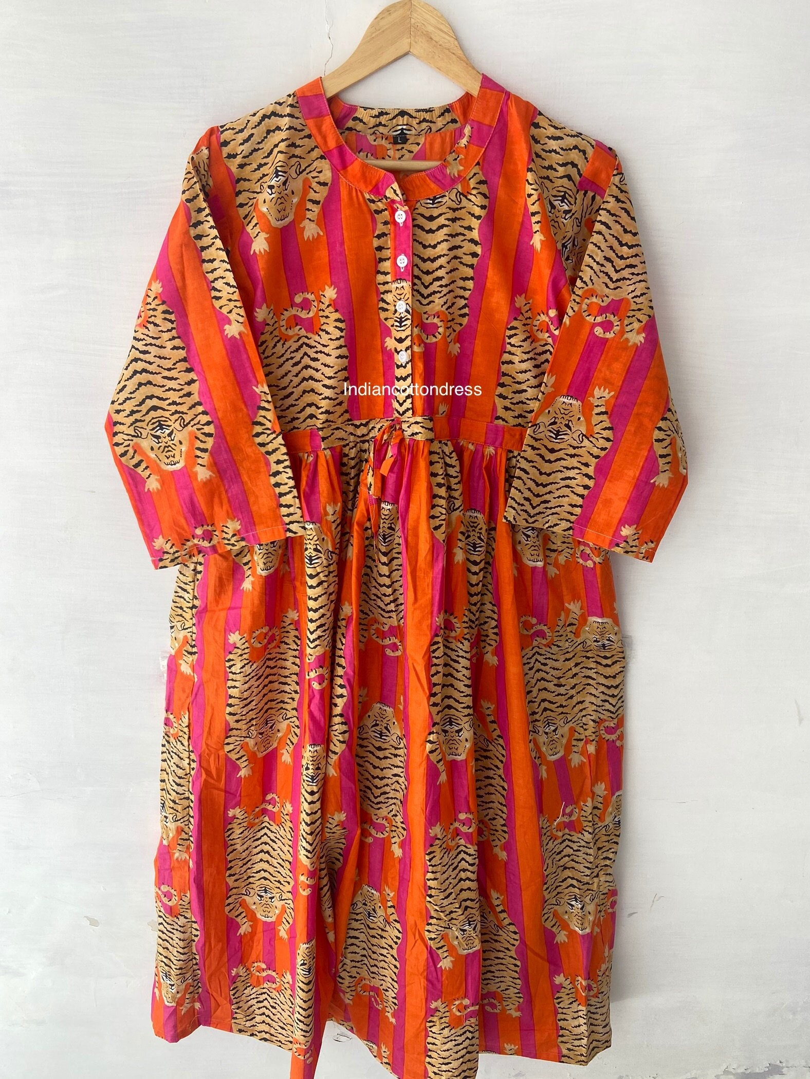 Indian Cotton Dress, Floral Block Print Dress, Cotton Handmade Dress ...