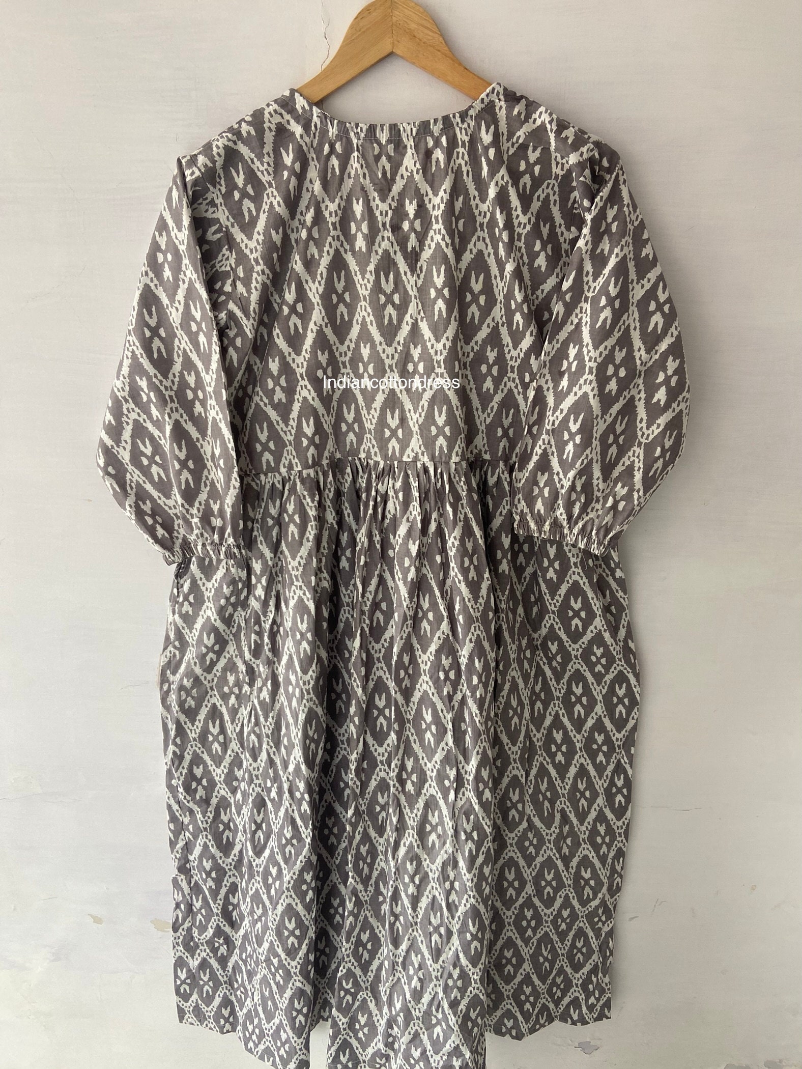 50 Inch Long Pink Handblock Print Cotton Dresshandmade Dress - Etsy