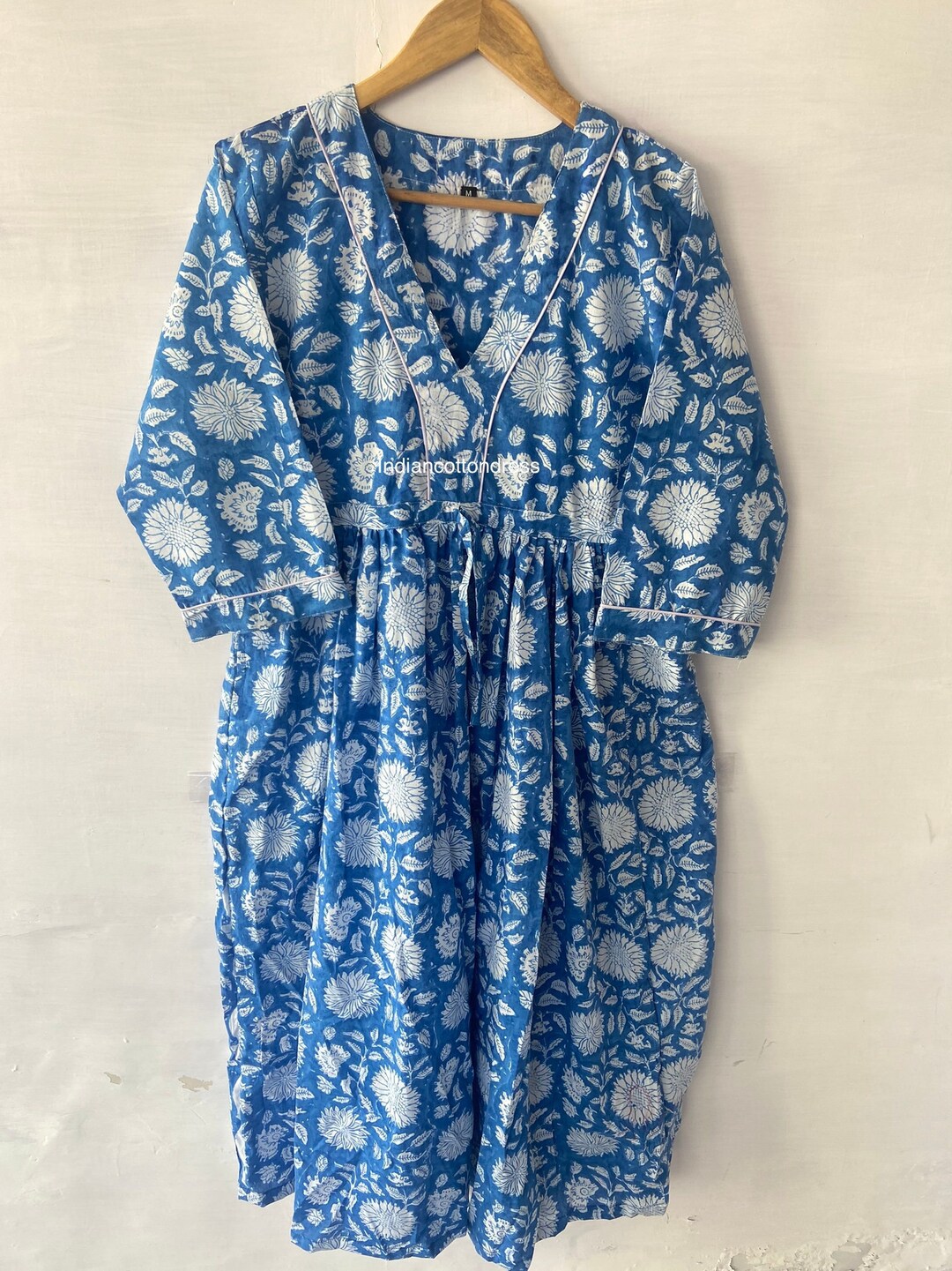 Block Printed Dress,handblock Dresses,skaters Dress,blue Color Dress ...